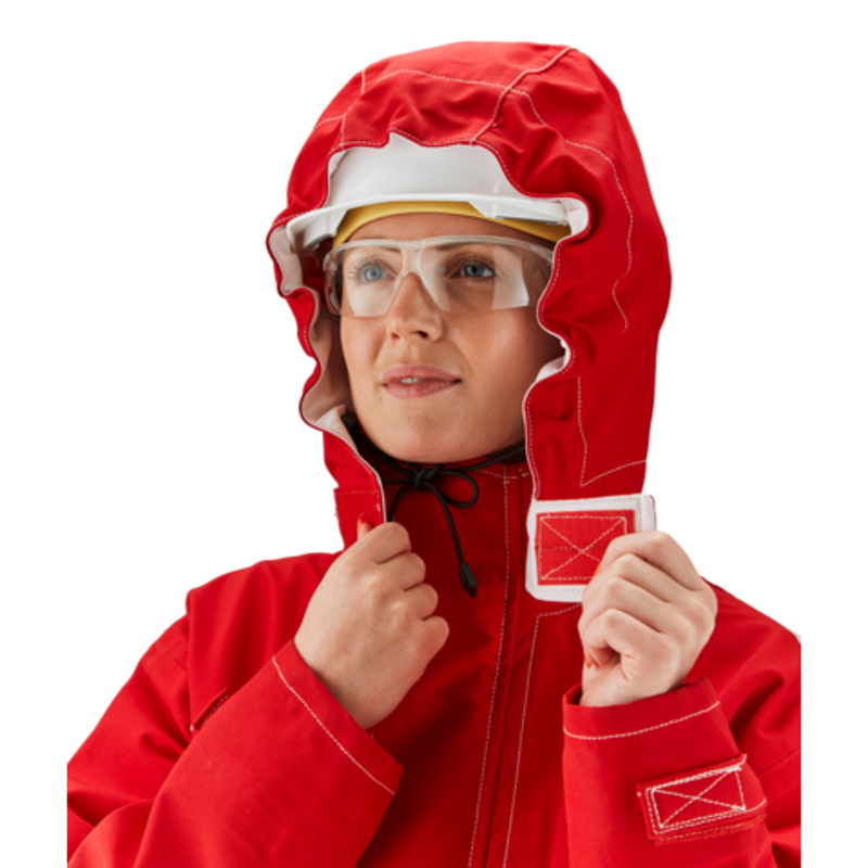 Chemical-splash-resistant hood for use with AlphaTec Breathable jacket ...