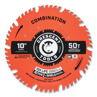 Combination Circular Saw Blade, 5/8 in dia Arbor, 50 Teeth, 10 in dia ...