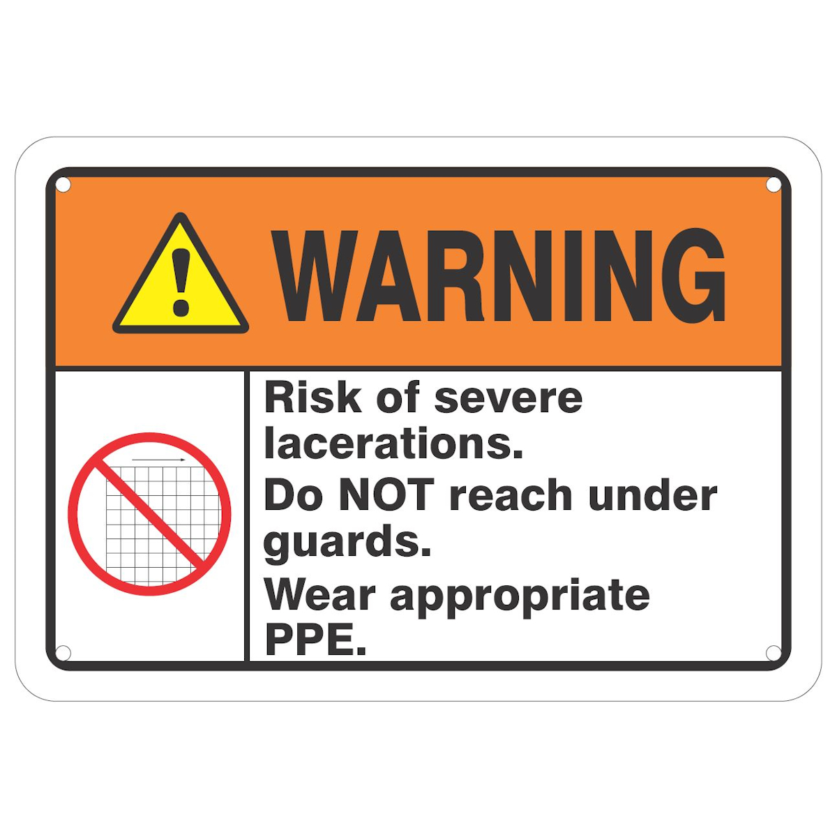 RISK OF SEVERE LACERATIONS DO NOT REACH - Universal Industrial Supply